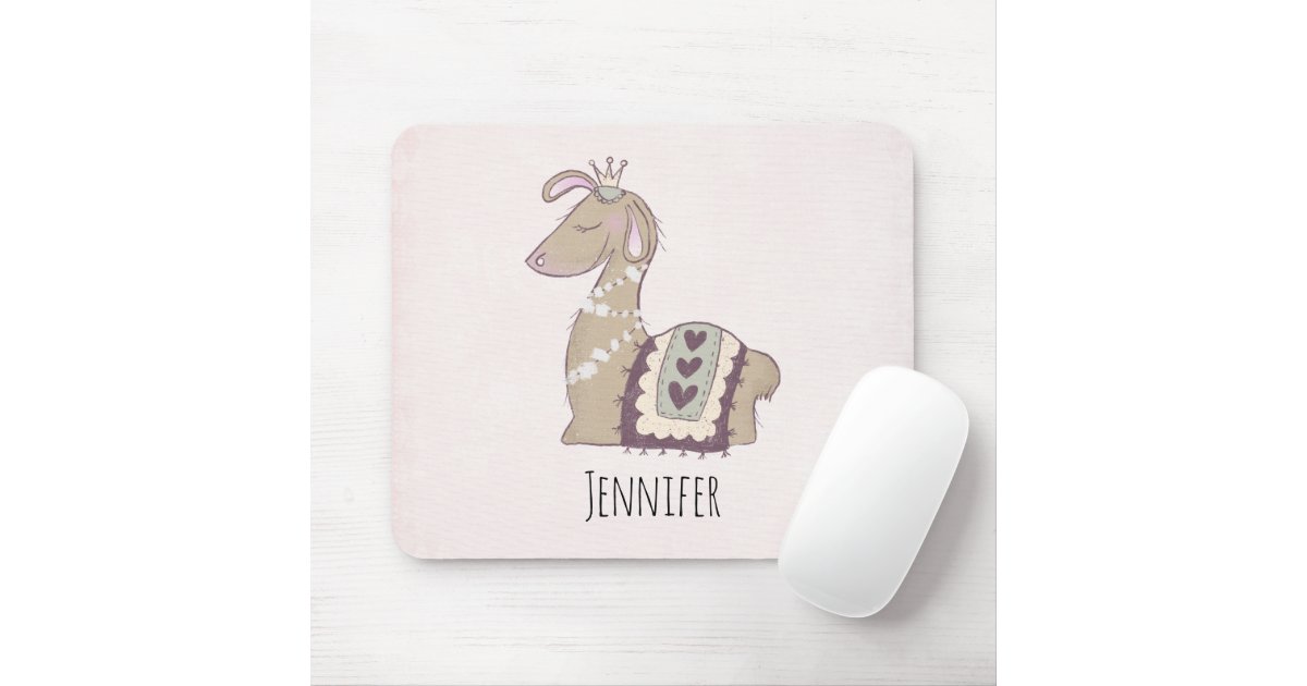 Cute Llama Princess Wearing a Crown Mouse Pad | Zazzle