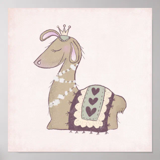 Cute Llama Princess Wearing a Crown Poster | Zazzle