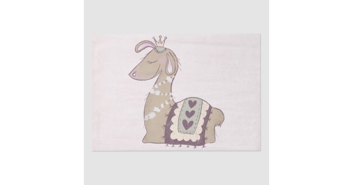 Cute Llama Princess Wearing a Crown Tissue Paper | Zazzle