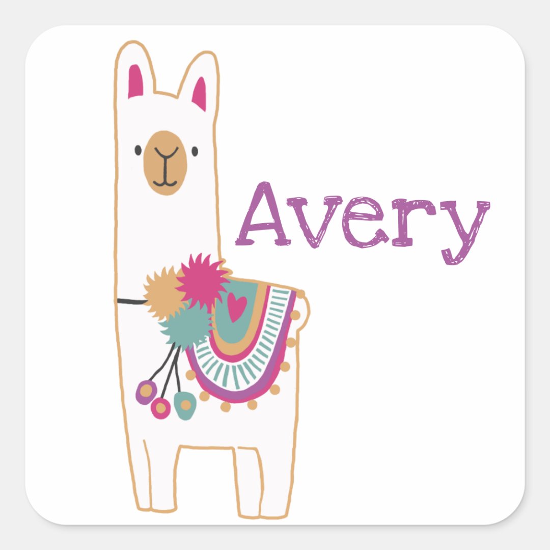 Cute llama square sticker | Zazzle