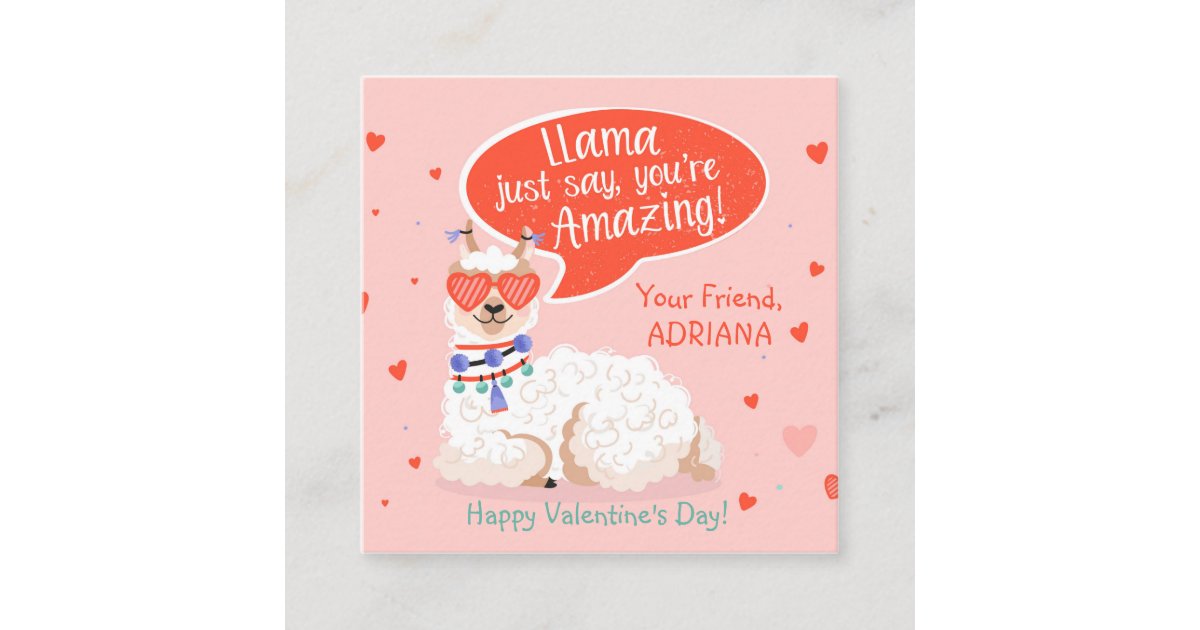 Cute Llama Valentine Enclosure Card | Zazzle