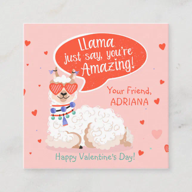Cute Llama Valentine Enclosure Card | Zazzle