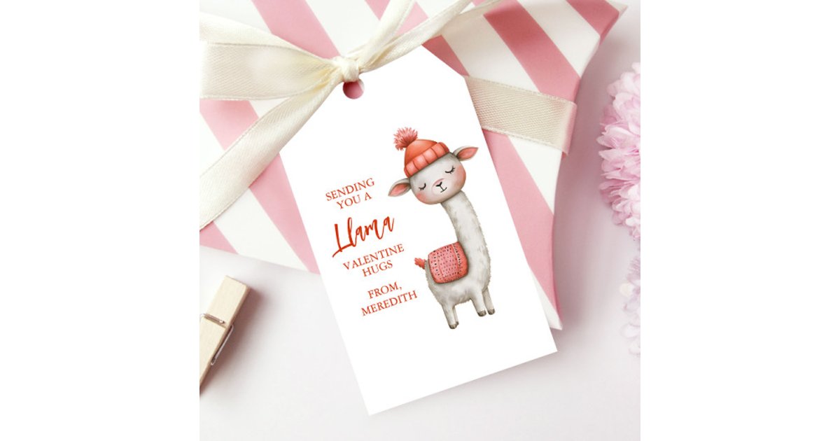 Cute Llama Valentine's Day, Kids Classroom Gift Tags | Zazzle
