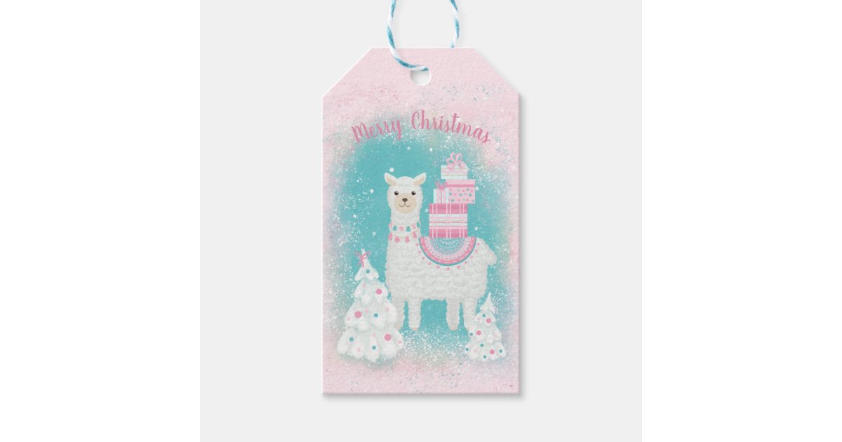 Cute Llama with Christmas Gifts Gift Tags | Zazzle