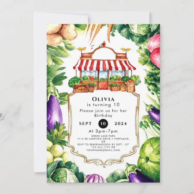 Cute Locally Grown Farmers Market Birthday Invitation | Zazzle