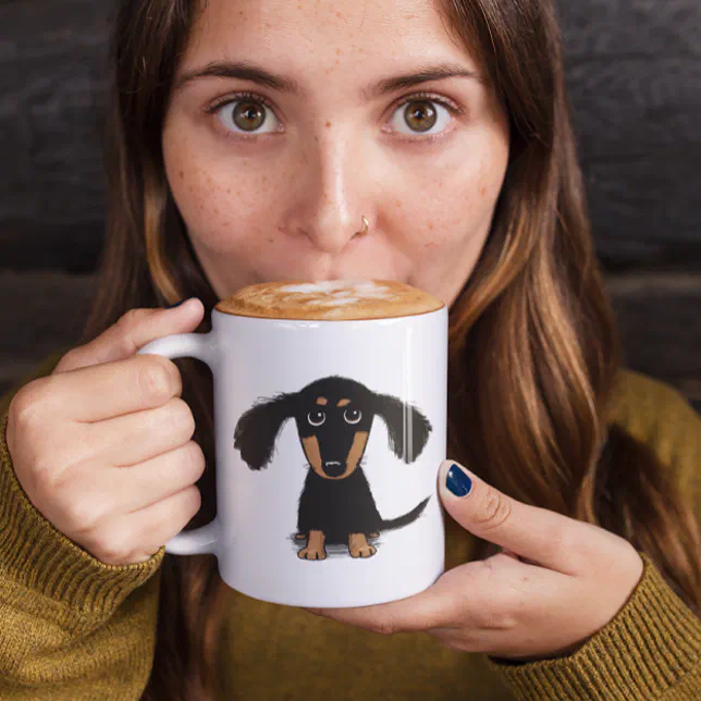 Cute Long Haired Dachshund Puppy Dog Coffee Mug | Zazzle
