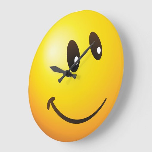 cute looking at you emoji large clock | Zazzle