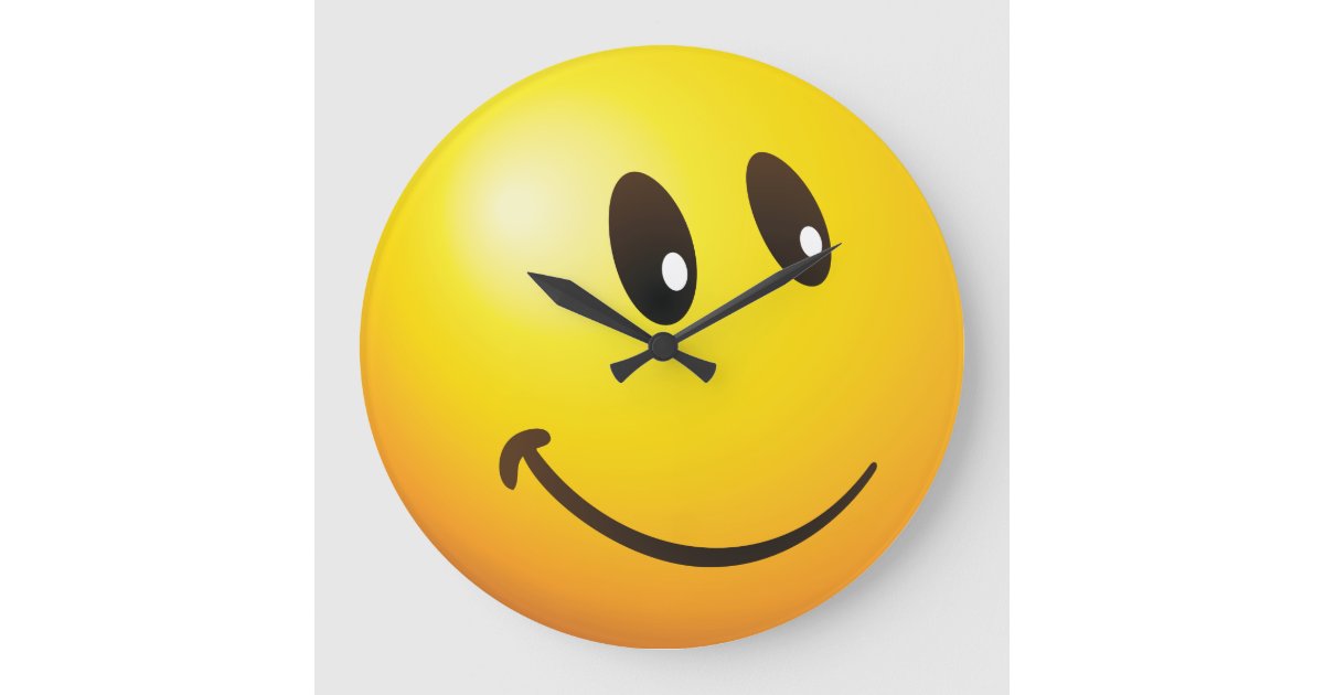 cute looking at you emoji large clock | Zazzle