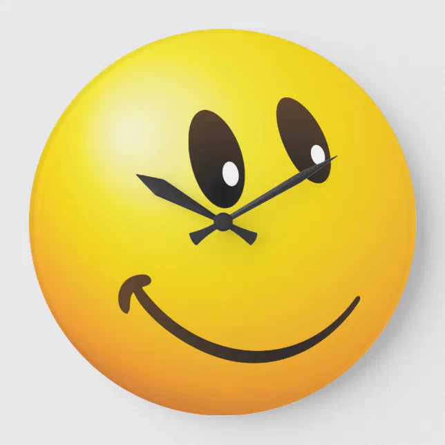 cute looking at you emoji large clock | Zazzle