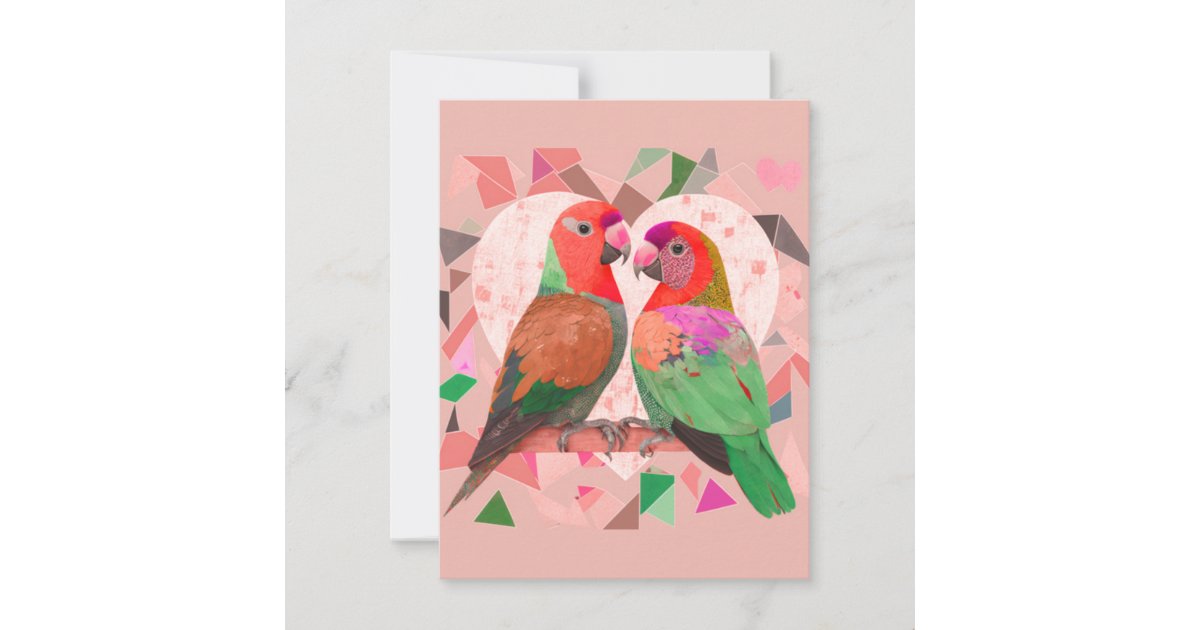 CUTE LOVE BIRD, COLORFUL LOVEBIRD, PINK BIRD NOTE CARD | Zazzle