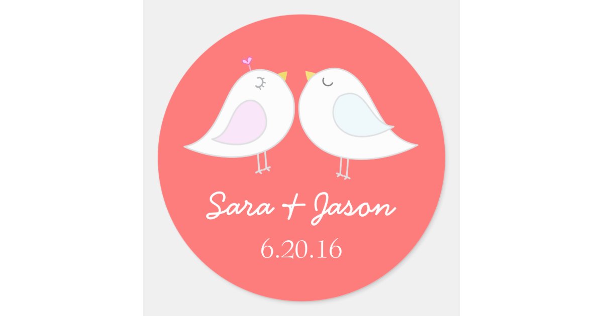 Cute love birds wedding sticker | Zazzle