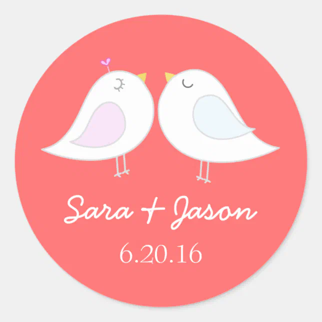 Cute love birds wedding sticker | Zazzle