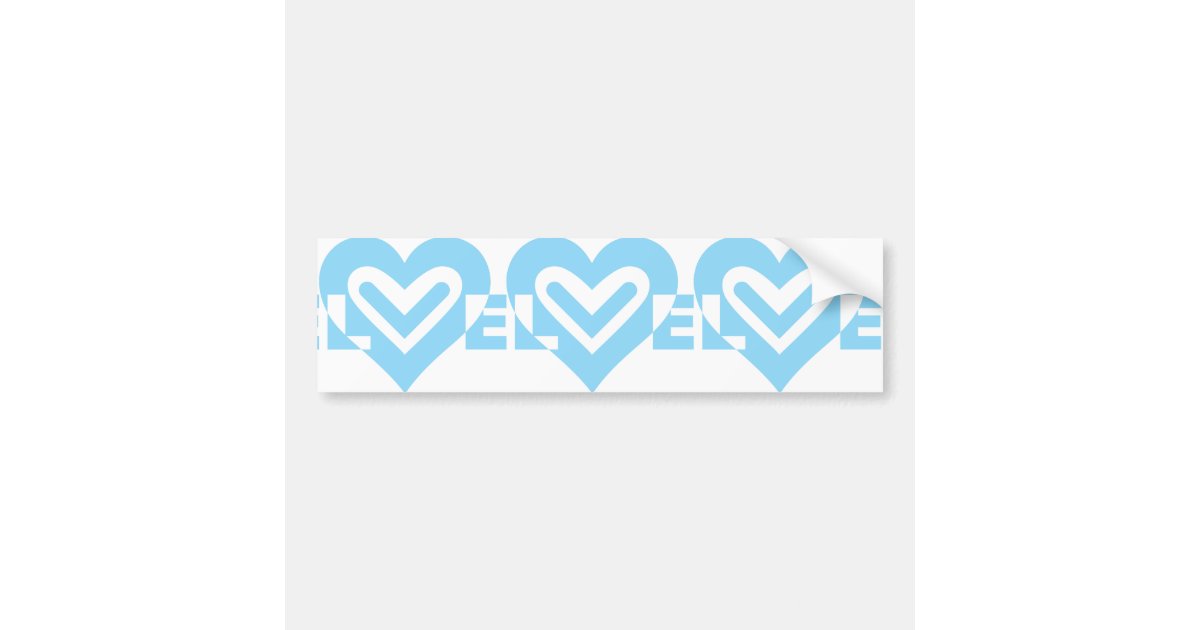 Cute Love Graphic in Blue Bumper Sticker | Zazzle