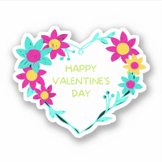 Cute Love with floral heart scrapbook Sticker | Zazzle