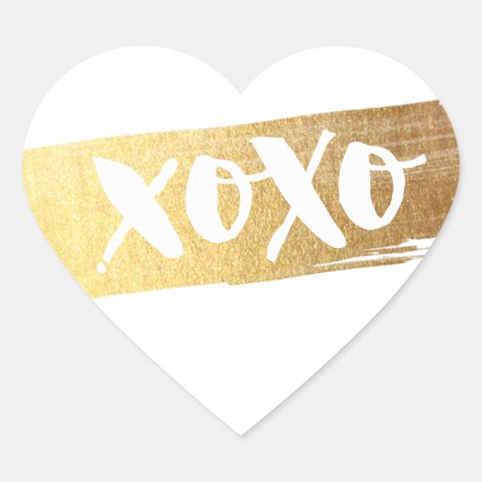 CUTE LOVE XOXO HEART modern gold brush stroke Heart Sticker | Zazzle.com