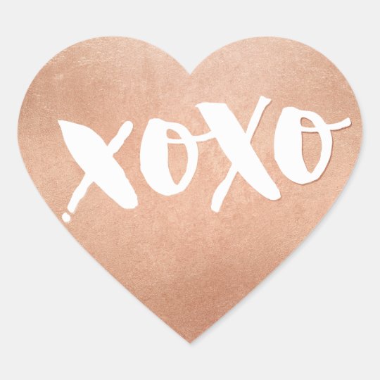 CUTE LOVE XOXO HEART modern rose gold trendy white Heart Sticker ...