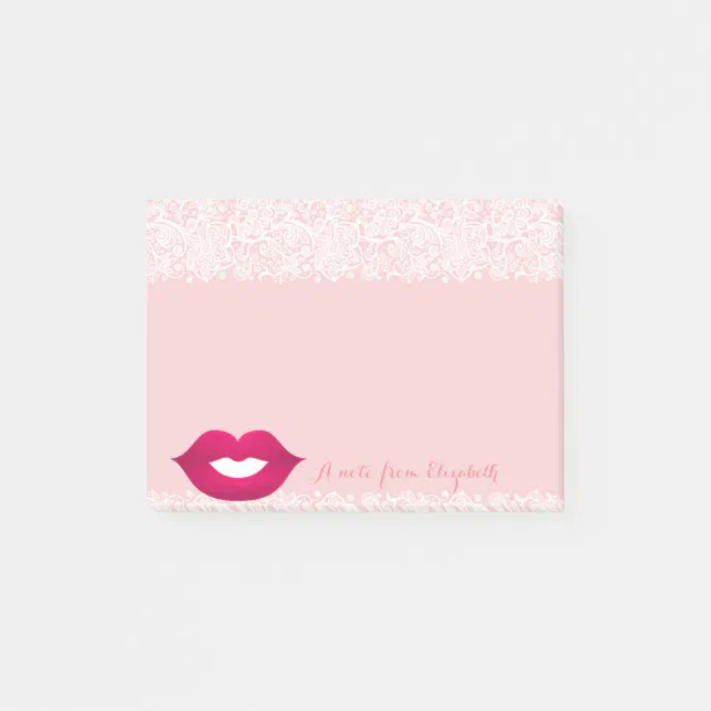 Cute Lovely Stylish Girly,Lace, Lips Post-it Notes | Zazzle