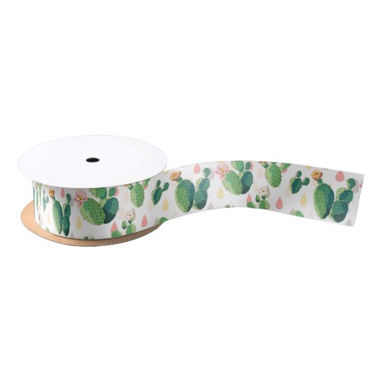 Cute Lovely Succulent Cactus Satin Ribbon | Zazzle.com