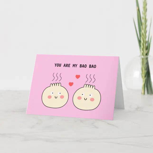 Cute Loving Chinese Bao Bun Couple Pun Love Card | Zazzle