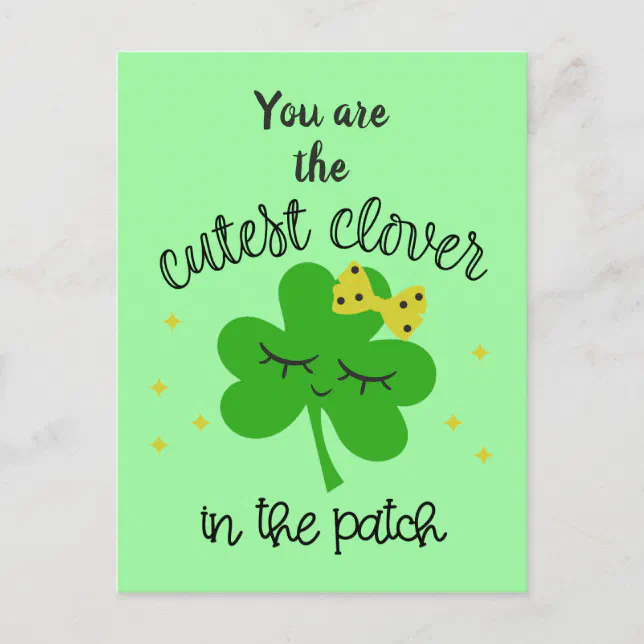 Cute Lucky Four Leaf Clover Happy St. Patricks Day Holiday Postcard ...