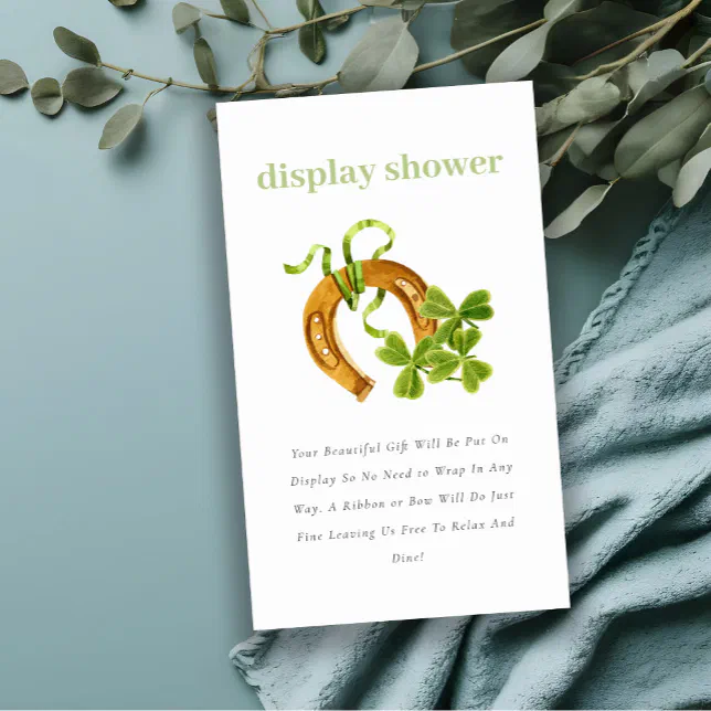 Cute Lucky Shamrock Display Shower Baby Shower Enclosure Card | Zazzle