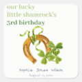 Cute Lucky Shamrock St Patrick's Day Kids Birthday Square Sticker | Zazzle