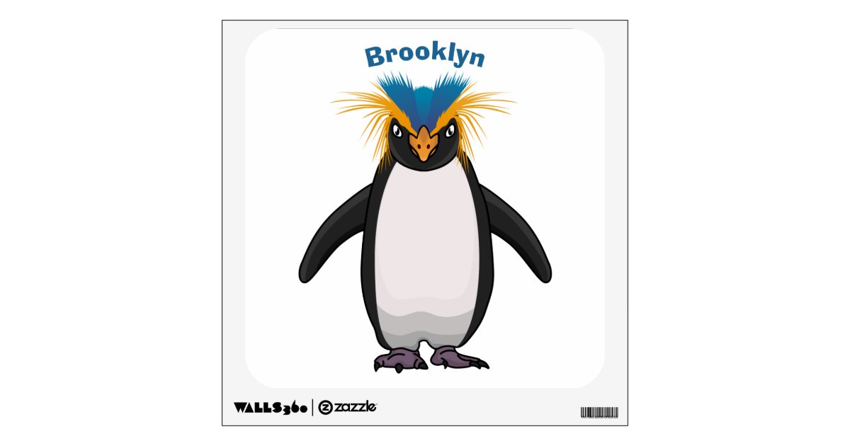 Cute macaroni penguin cartoon illustration wall decal | Zazzle
