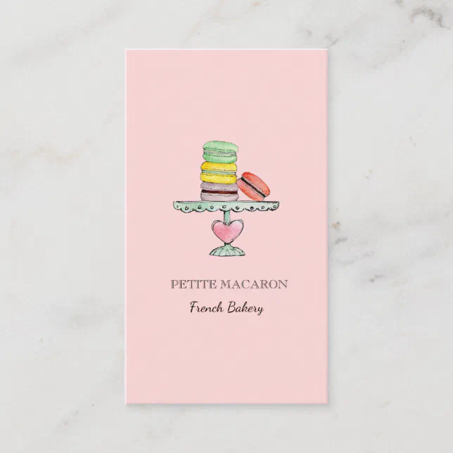 Cute Macarons pink bakery business card | Zazzle