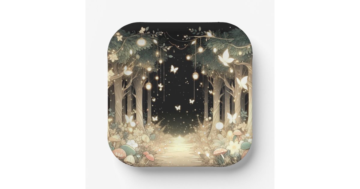 Cute Magical Enchanted Forest Baby Shower Paper Plates | Zazzle