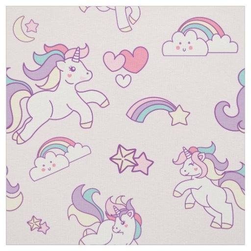 Cute Magical Unicorn Pastel color pink Fabric | Zazzle