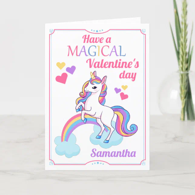Cute Magical Unicorn Valentine's Day Card | Zazzle