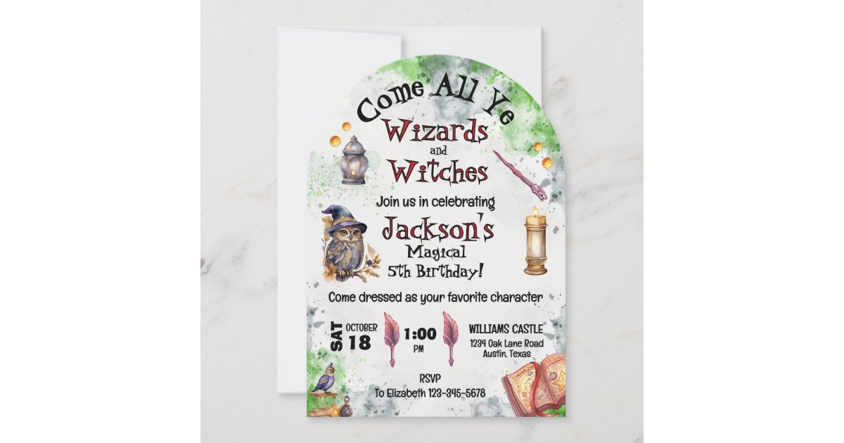 Cute Magical Wizards and Witches Invitation | Zazzle