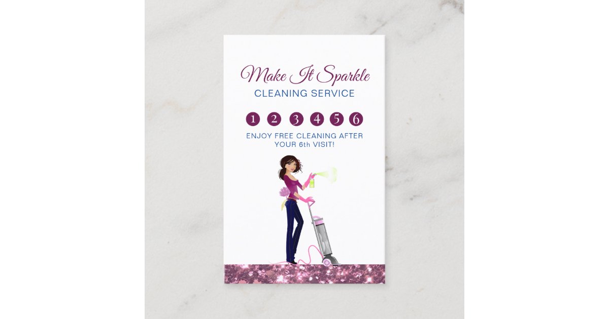 Cute Maid Cleaning Service Loyalty Card | Zazzle