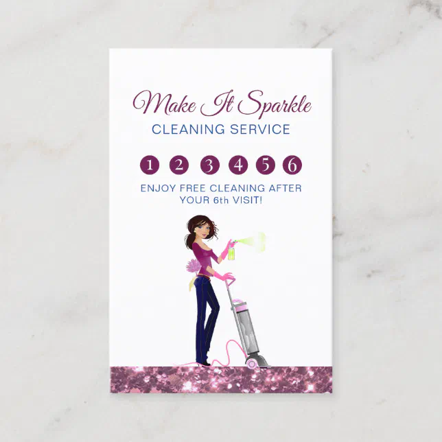 Cute Maid Cleaning Service Loyalty Card | Zazzle