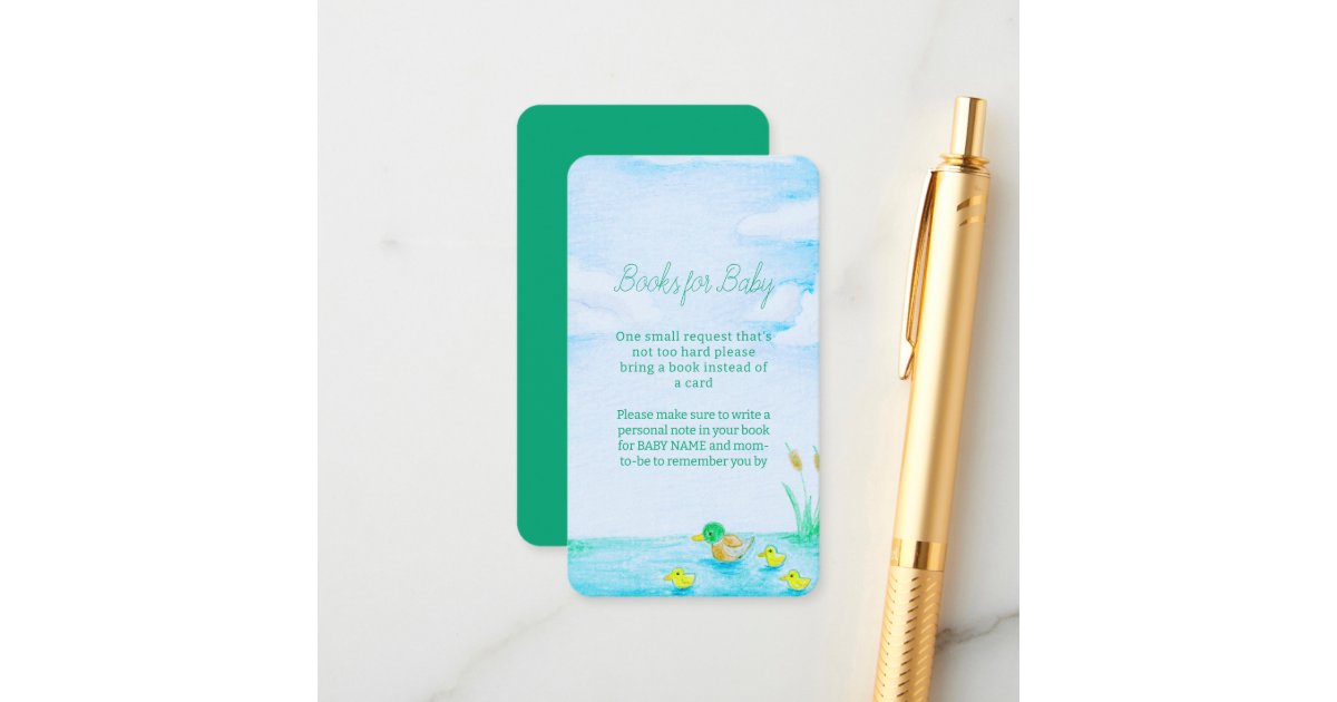 Cute Mallard Duck Baby Shower Book Request Enclosure Card | Zazzle
