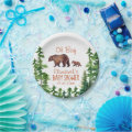 Cute Mama Baby Bear Boy Baby Shower Paper Plates | Zazzle