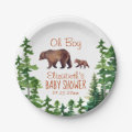 Cute Mama Baby Bear Boy Baby Shower Paper Plates | Zazzle