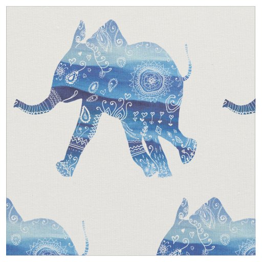 Cute Mandala Elephant Art Fabric | Zazzle