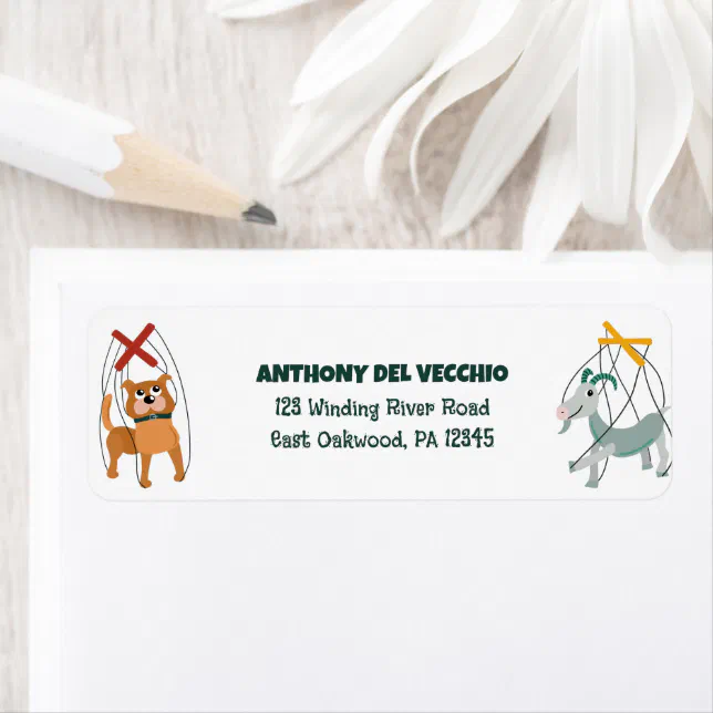 Cute Marionette Puppets Puppeteers Return Address Label | Zazzle