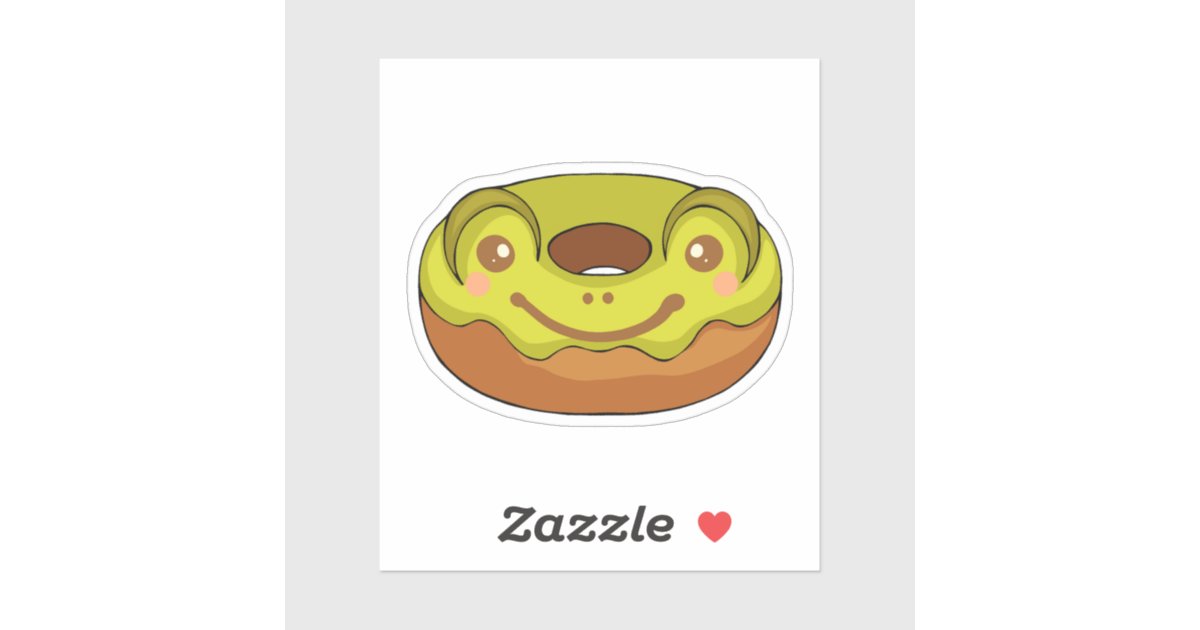 Cute Matcha Frog Donut Sticker | Zazzle