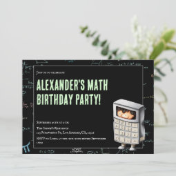 Cute Math Formulas Birthday Party Invitation | Zazzle