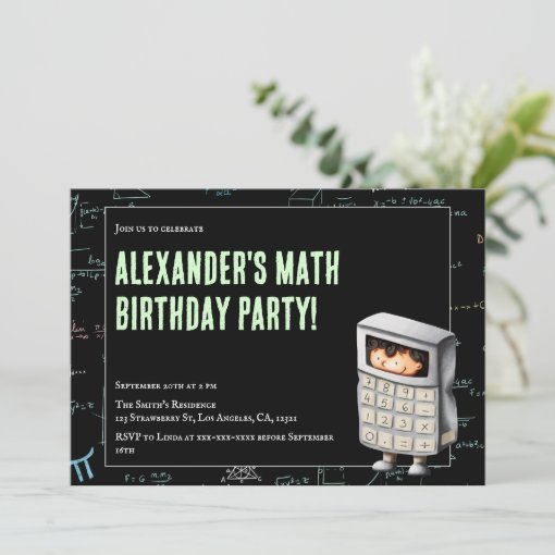 Cute Math Formulas Birthday Party Invitation | Zazzle