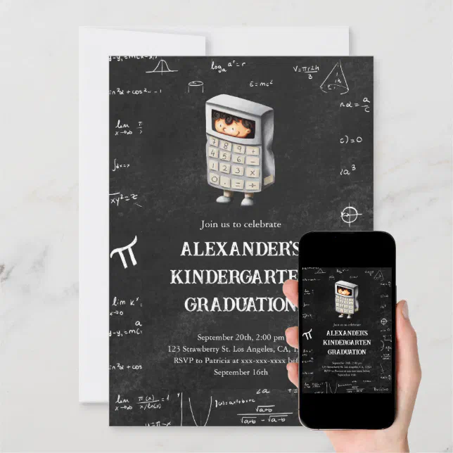 Cute Math Kids Kindergarten Graduation Invitation | Zazzle