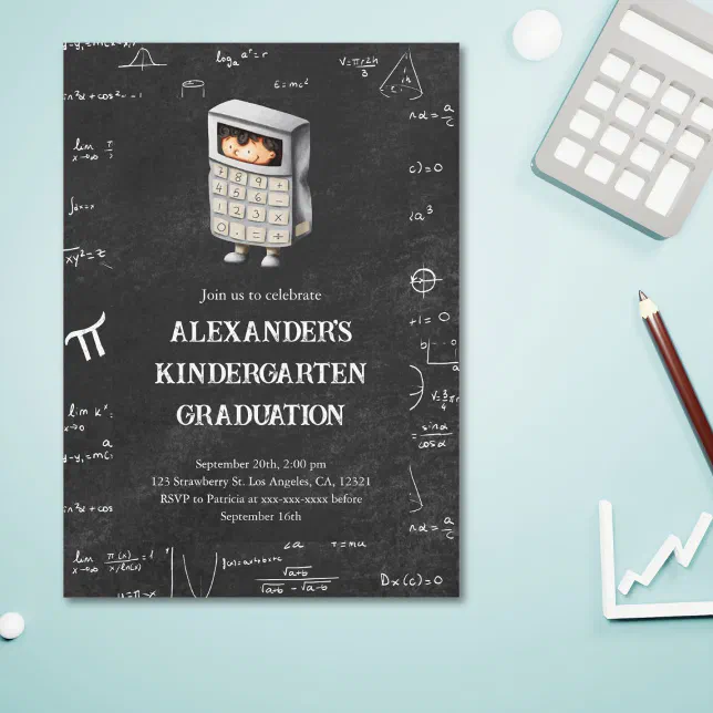 Cute Math Kids Kindergarten Graduation Invitation | Zazzle