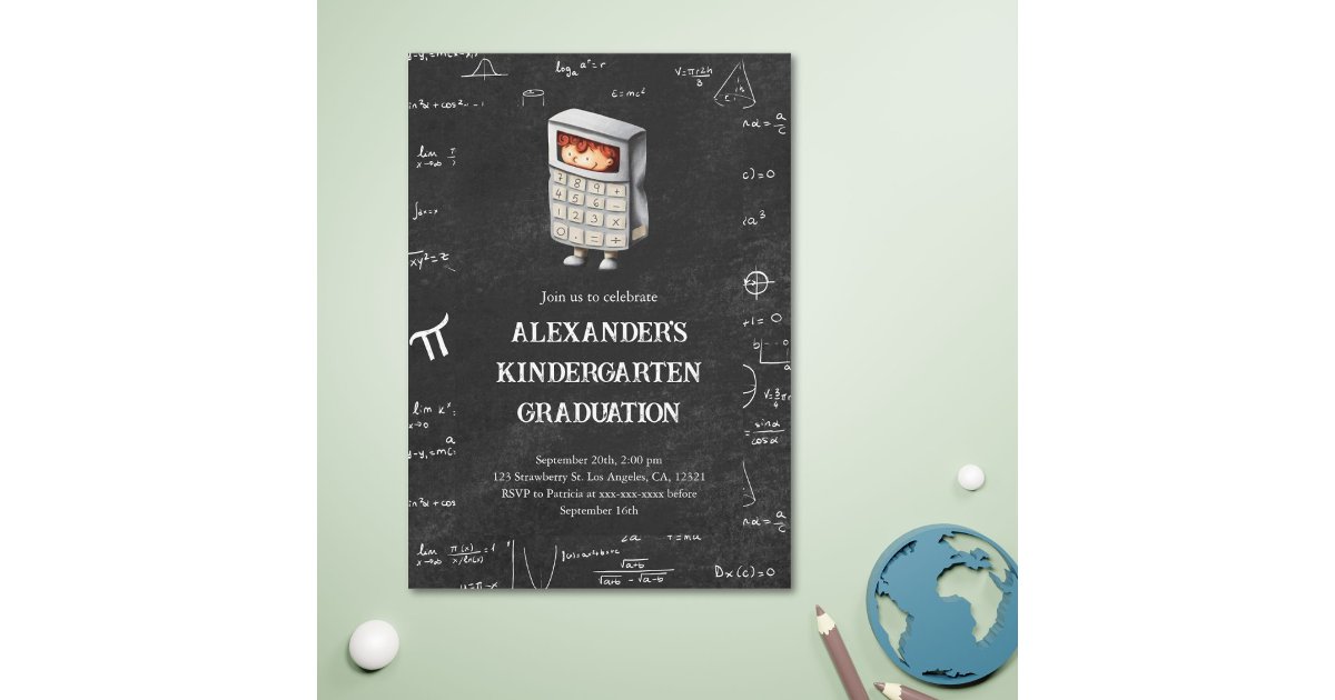 Cute Math Kindergarten Graduation Invitation | Zazzle