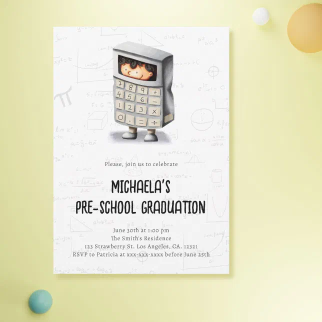 Cute Math Preschool Graduation Party Invitation | Zazzle