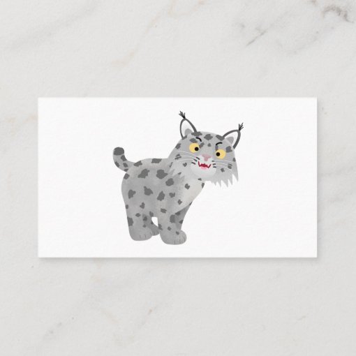 Cute mean bobcat lynx cartoon business card | Zazzle