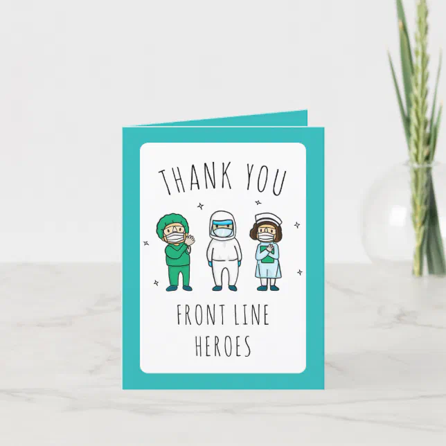 Cute Medical Frontline Heroes Thank You Cards | Zazzle