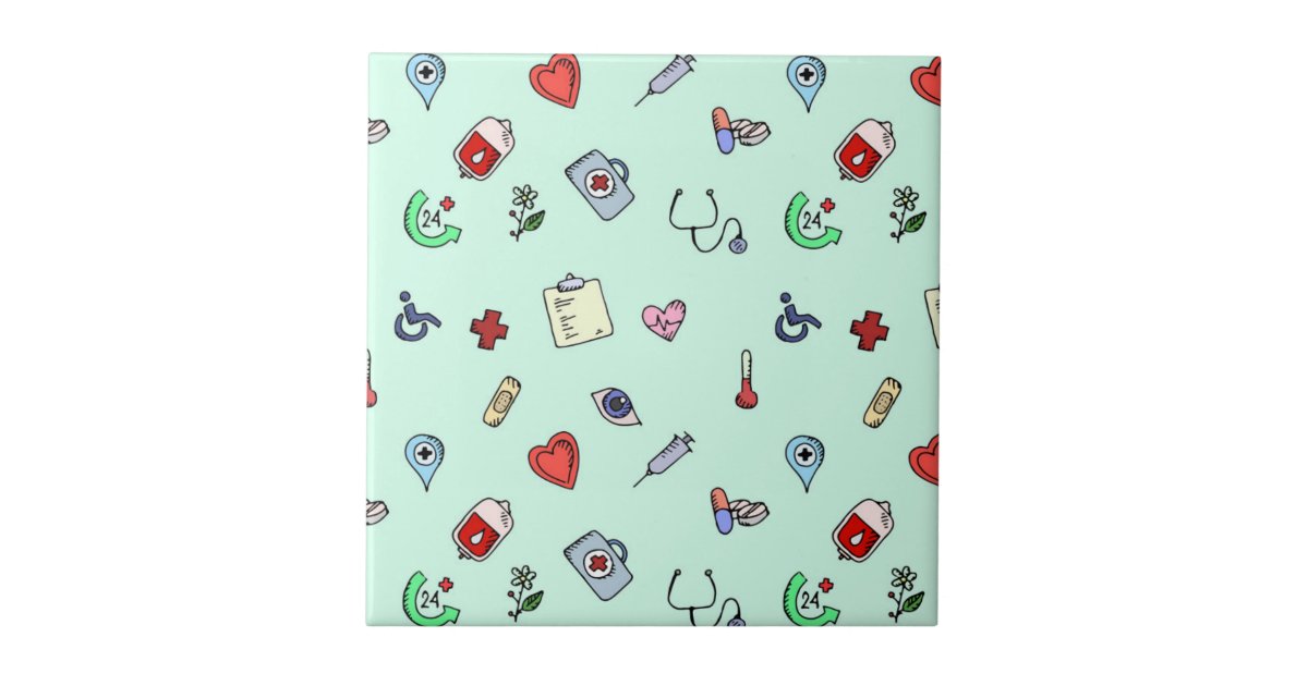 Cute Medical Icon Pattern Ceramic Tile | Zazzle