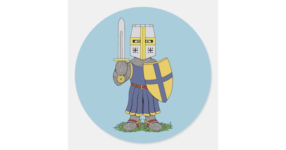 Cute Medieval Knight Classic Round Sticker | Zazzle